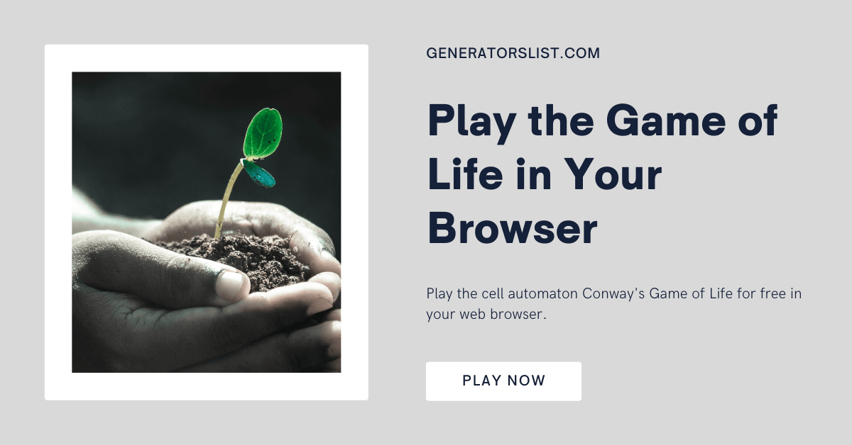 Play the Game of Life - Generators List