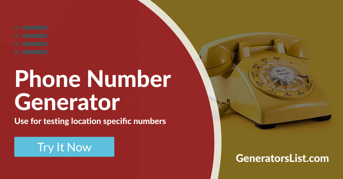 Phone Number Generator Generator Random Phone Numbers Generators List