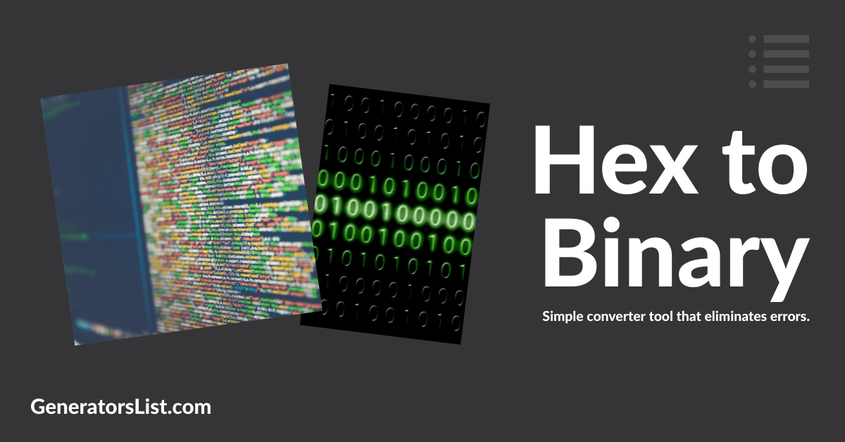 Hex to Binary Converter - Generators List